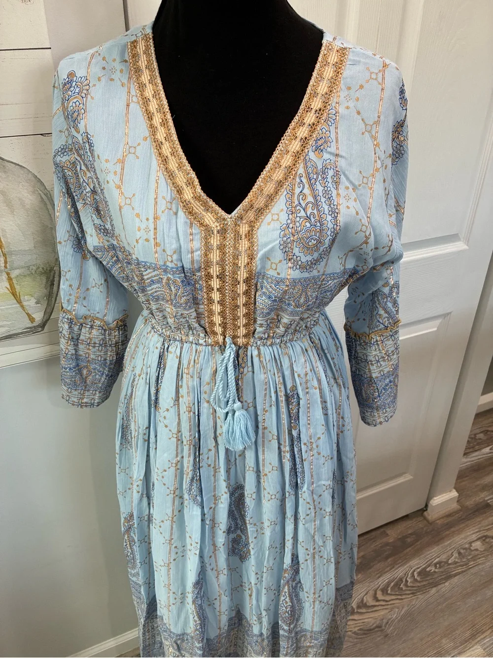 Refined Threads | Dresses | Light Blue Paisley Boho Maxi Dress With ...